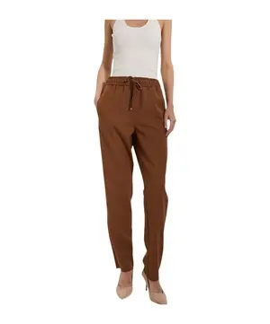 Marella Casual Pants With An Elasticated Drawstring Waist - Camel