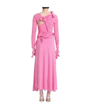 Balenciaga Minimal Ruchedsleeve Vneck Dress