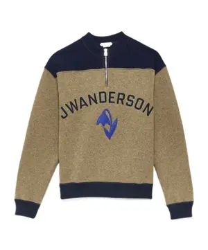 J.W.ANDERSON Half Zip Sweatshirt In Melange - Beige