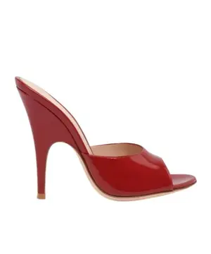 GIANVITO ROSSI Patent Mule Heels - Red
