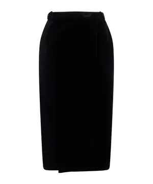 Saint Laurent Solid-color Velvet Midi Skirt