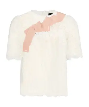 Dolce & Gabbana Solid-color Short-sleeve Lace Top - White