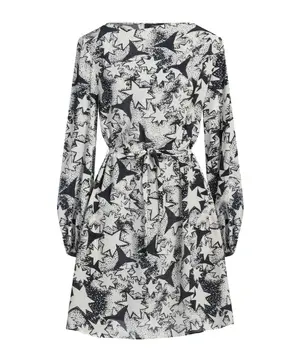 Max Mara Color-blocked Long-sleeve Chiffon Dress - Blue