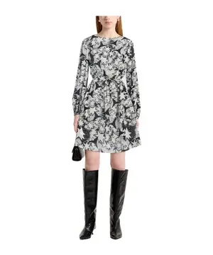 Max Mara Color-blocked Long-sleeve Chiffon Dress