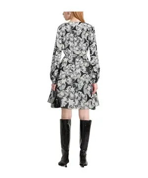 Max Mara Color-blocked Long-sleeve Chiffon Dress
