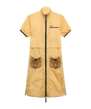 Marni Zip-up Drawstring-pocket Dress - Yellow