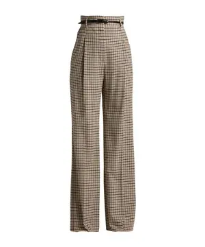 Max Mara Loose-fitting Plaid Wool Trousers - Camel