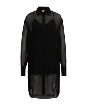 Hugo Boss Sheer Long Shirt Dress - Black