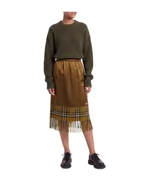 Burberry Multicolored Satin Midi Skirt