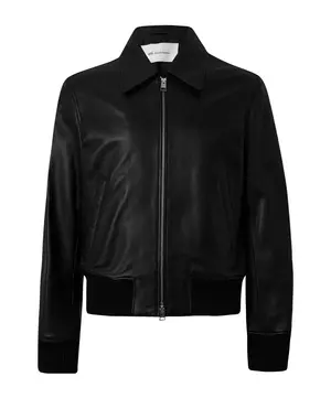 Ralph Lauren Collared Leather Jacket - Black