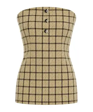 GANNI Plaid Camisole - Green