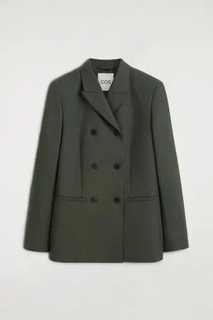 Cos Wool-blend Double-breasted Blazer - Green