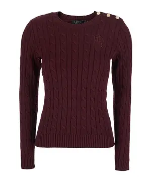 Ralph Lauren Buttoned-shoulder Cable-knit Sweater - Red