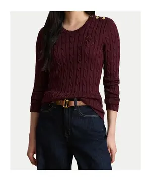 Ralph Lauren Buttoned-shoulder Cable-knit Sweater