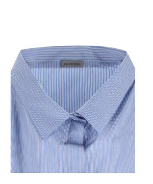 Balenciaga Oversized Striped Long-sleeve Shirt - Light Blue