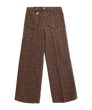 Chloé Houndstooth Wool Trousers - Brown
