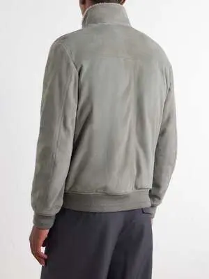 Canali Padded Shearling-trimmed Suede Bomber Jacket