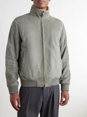 Canali Padded Shearling-trimmed Suede Bomber Jacket