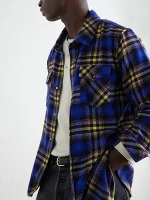 GOD'S TRUE CASHMERE Checked Cashmere Shirt - Blue