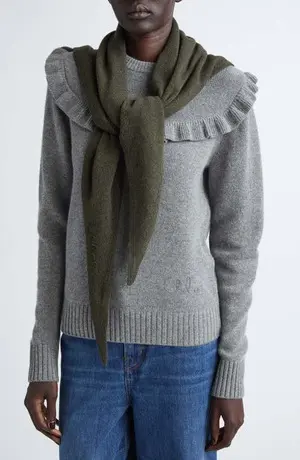 Chloé Iconic Wool Triangle Scarf - Dark Forest