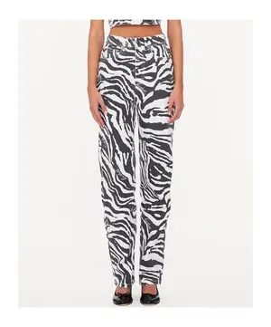 ROTATE BY BIRGER CHRISTENSEN Zebra Printed Straight Leg Jeans