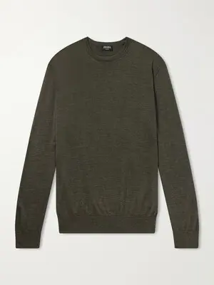 Zegna Cashmere And Silk-blend Sweater - Green