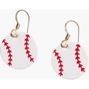 NICKEL & SUEDE Mini Slugger Baseball Earrings - White