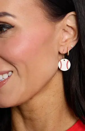 NICKEL & SUEDE Mini Slugger Baseball Earrings