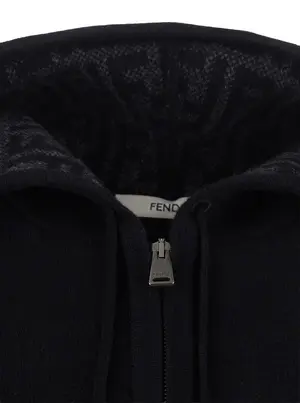 Fendi Zip-up Hooded Sweatshirt - Black