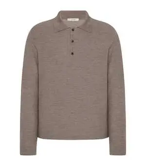 THE ROW Bertram Cashmere Long-sleeve Polo Shirt - Grey