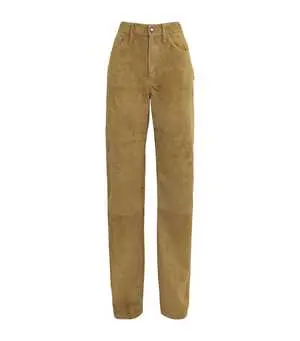 Altuzarra Suede Mills Straight Trousers - Brown