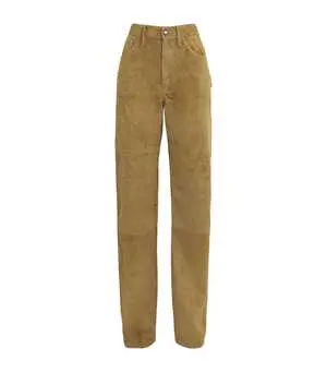 Altuzarra Suede Mills Straight Trousers - Brown