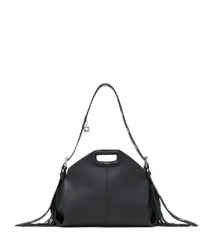 Maje Grained Leather Miss M Shoulder Bag - Black