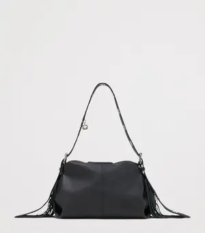 Maje Grained Leather Miss M Shoulder Bag - Black