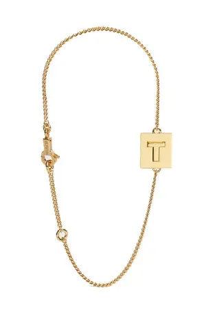 Celine Alphabet T Bracelet In Brass - Yellow