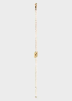 Celine Alphabet V Bracelet In Brass