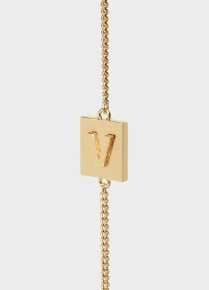 Celine Alphabet V Bracelet In Brass
