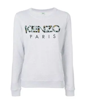Kenzo Gray Logo Pullover - White