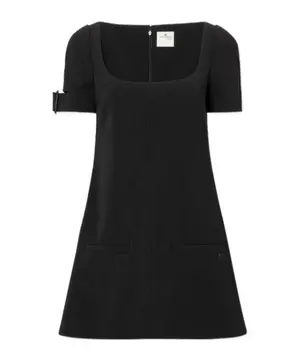 COURREGES Buckled Crepe Mini Dress - Black