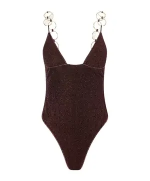 Oseree Sequin Decorated Swimsuit - Black