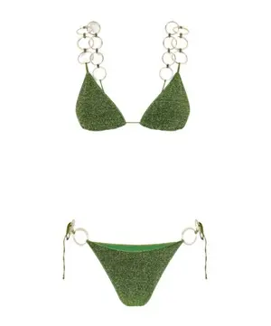 Oseree Swimsuit With Metal Ring Embellishment - Green
