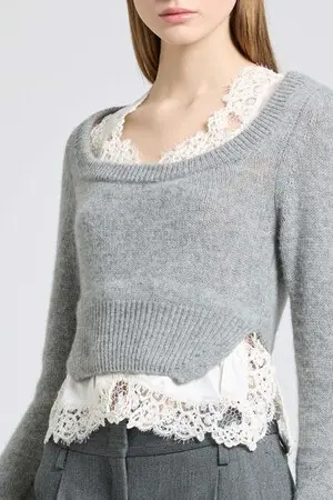 Ermanno Scervino Lace-trim Layered Knit