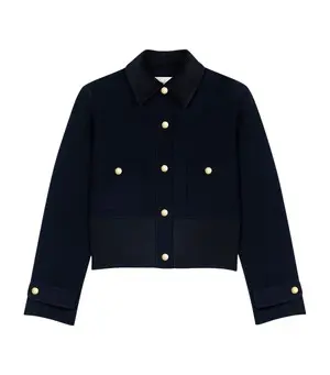 Maje Wool-blend Cropped Jacket - Blue