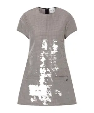 COURREGES Heritage Houndstooth Wool-blend Mini Dress - Gray
