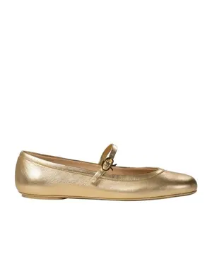 GIANVITO ROSSI Carla Buckle-strap Ballerina Shoes - Nude