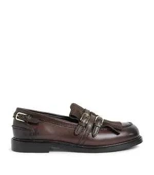 Sandro Leather Buckled Loafers - Brown