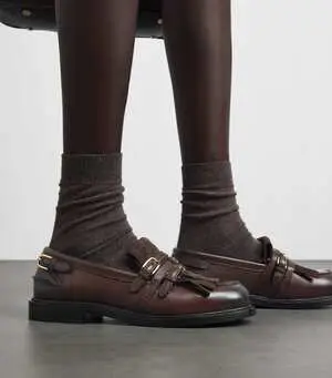 Sandro Leather Buckled Loafers