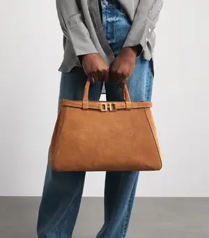 Harrods Medium Suede Grace Top-handle Bag