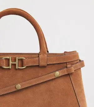 Harrods Medium Suede Grace Top-handle Bag