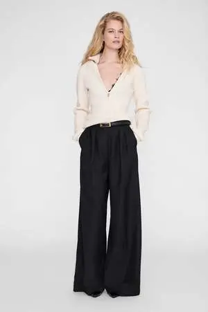 ANINE BING June Trucker Collar Sweater - Ecru